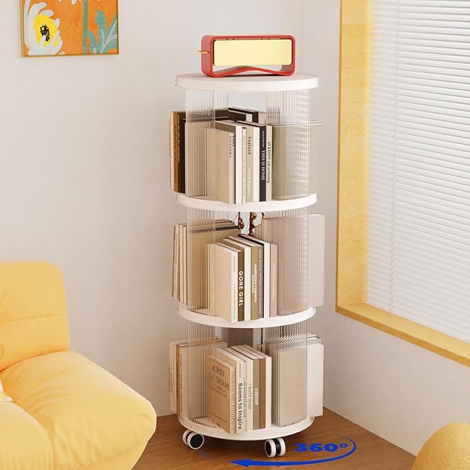 Amazon.com: Rotating Bookshelf, 360°Display Spinning Rolling Bookshelf ...