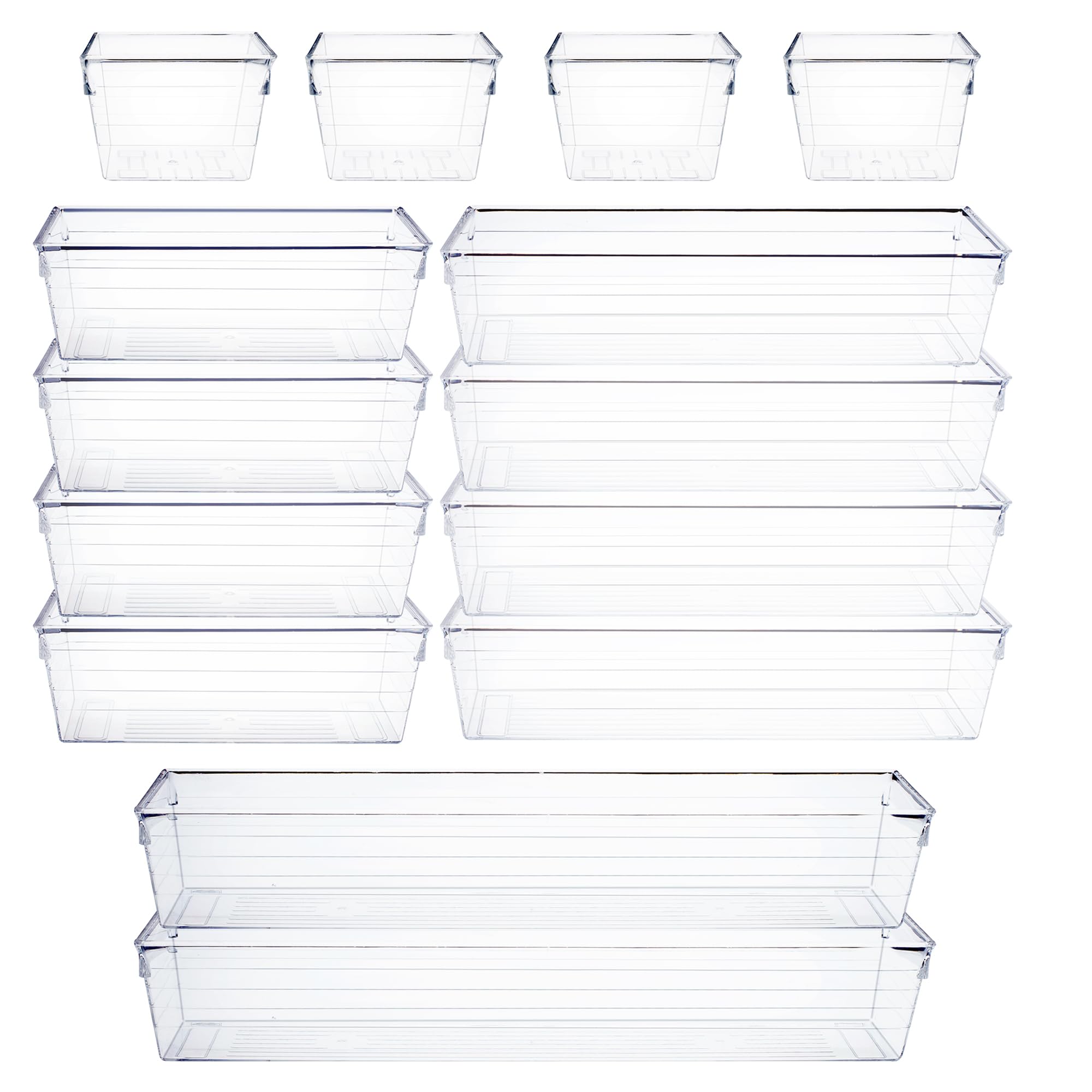 ASAB 14 Pcs Transparent Plastic Drawer Organisers 4 Size Makeup ...