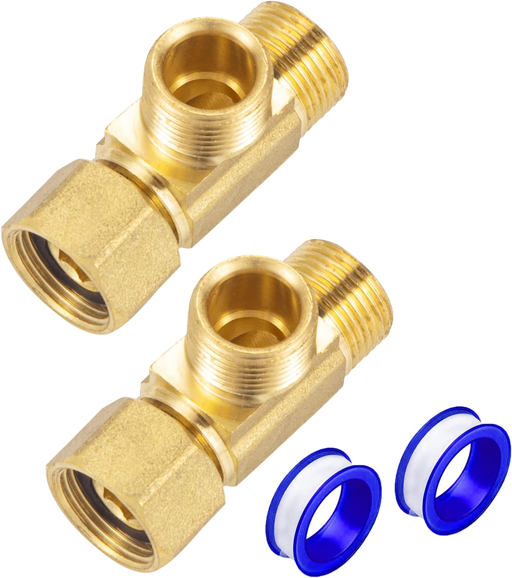 Litorange Lead-Free 2 PCS Brass Angle Stop Add-A-Tee Valve 3/8 ...