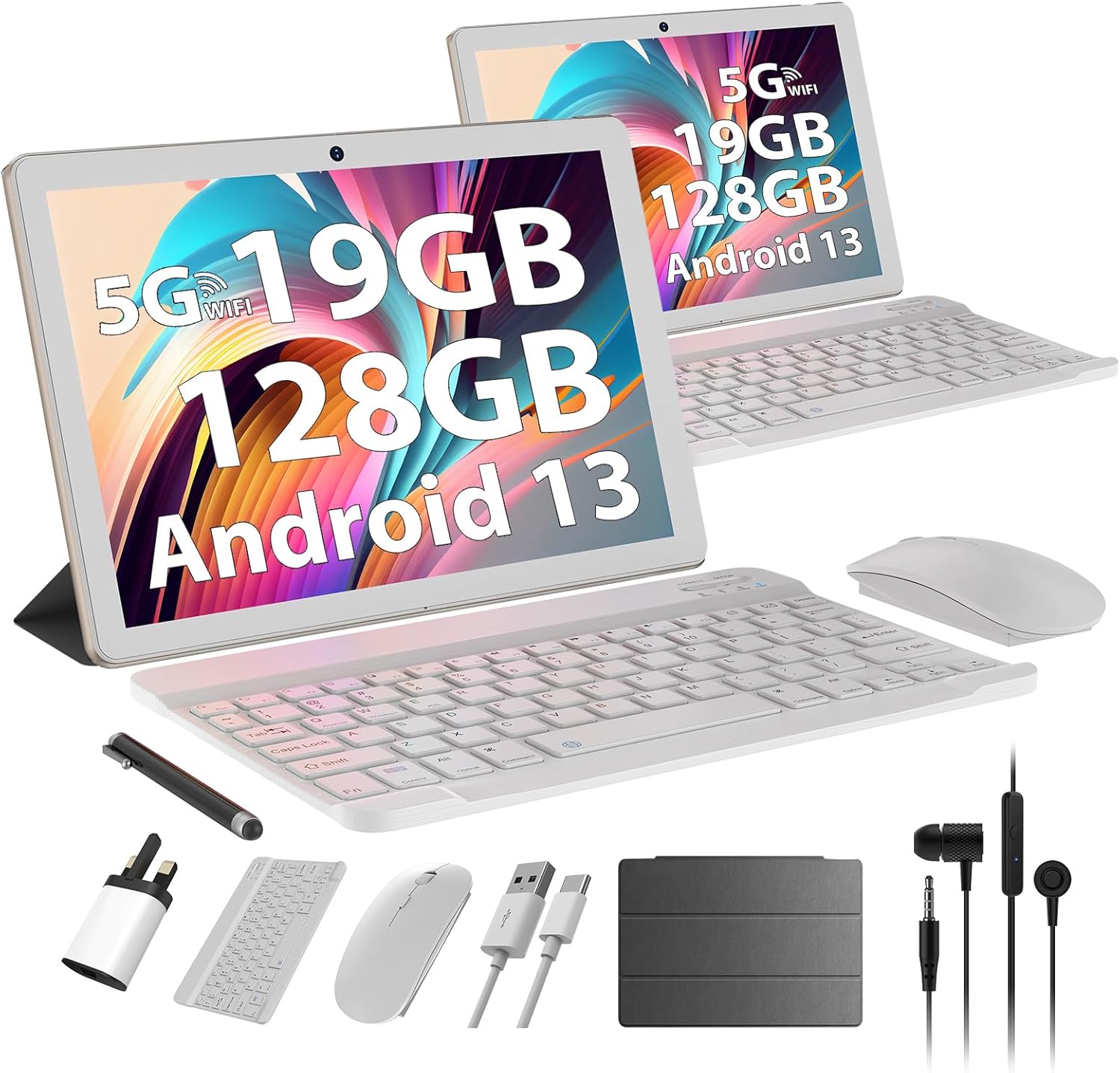 AXETOP 10 Inch Tablet Android 13,19GB RAM+128GB ROM(TF 1TB), Octa-Core ...