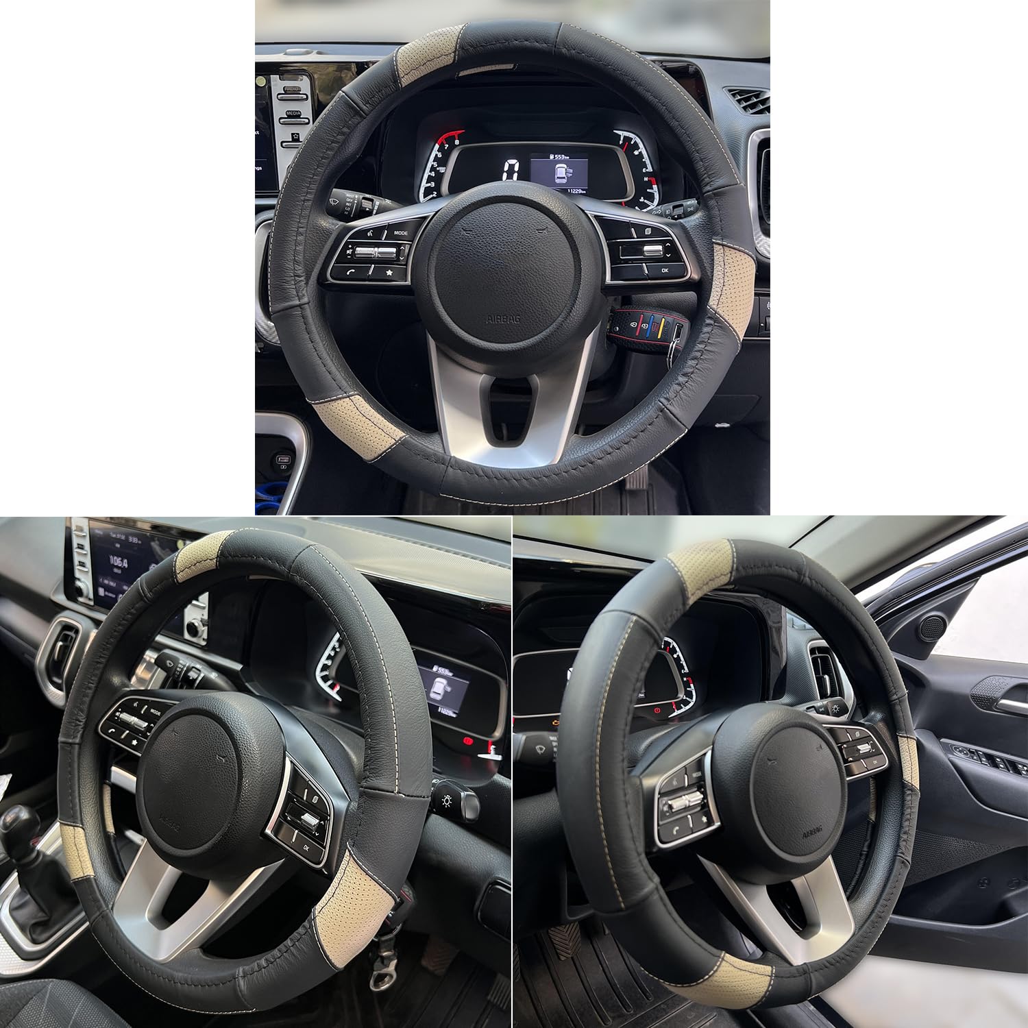 Oshotto SC-011-A Leather Steering Cover Compatible with Maruti Suzuki ...