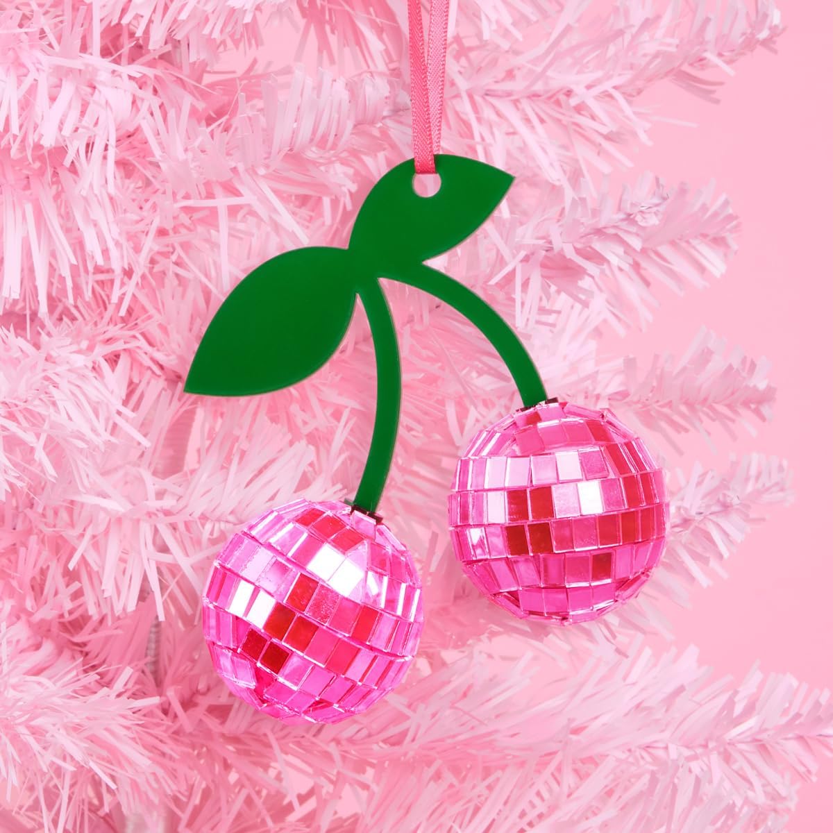 Amazon.com: xo, Fetti Pink Disco Cherry Ornament | Christmas Tree ...