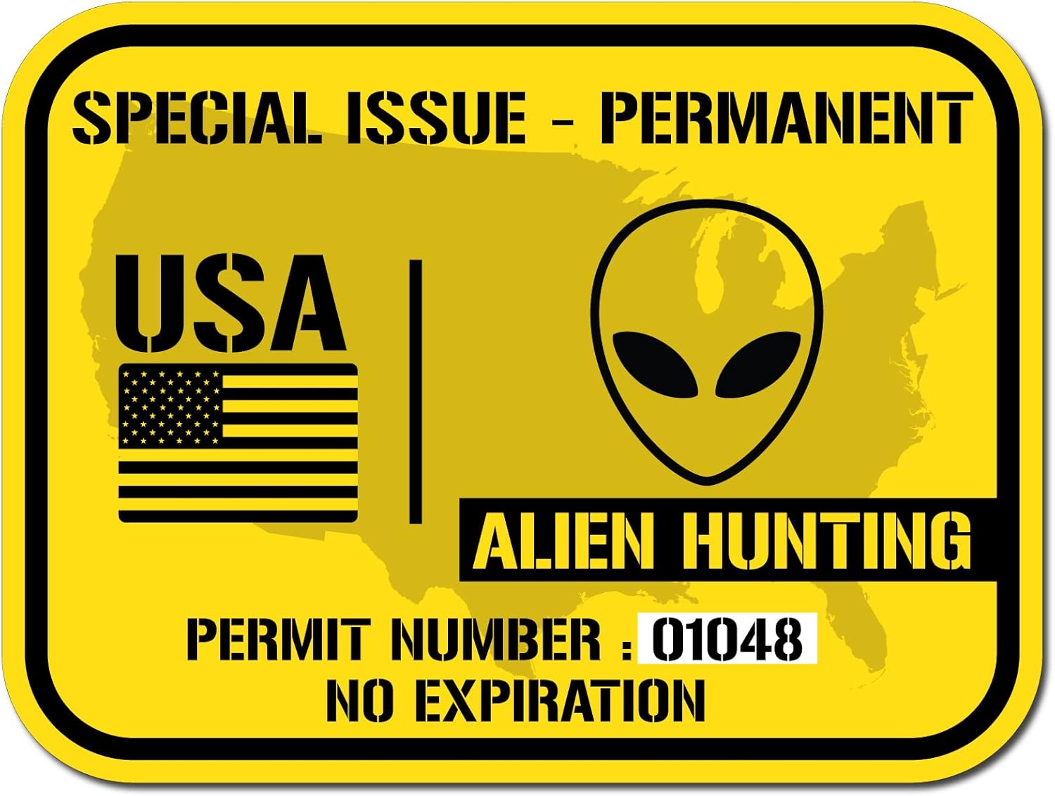 Amazon.com: United States Alien Hunting Permit - 4.0"x3.0" - Printed ...