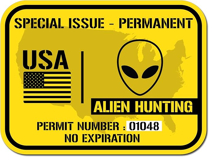 Amazon.com: United States Alien Hunting Permit - 4.0"x3.0" - Printed ...