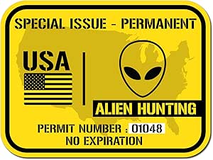 Amazon.com: United States Alien Hunting Permit - 4.0"x3.0" - Printed ...