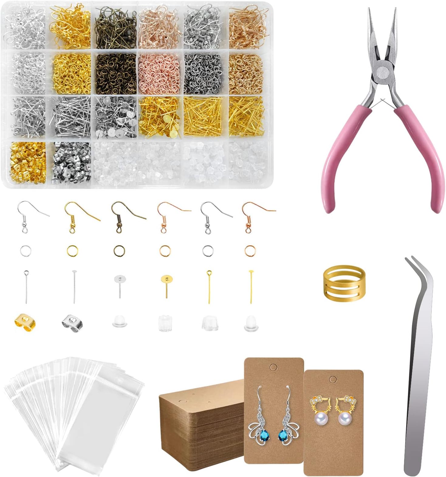 Earring Making Supplies Kit,PIOGHAX 4443pcs Earrings Making and ...