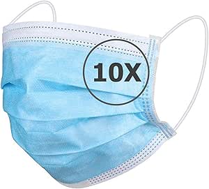 TBOC Disposable Hygienic Mask – [Pack 10 Units] Mask [Blue] 3-Layer ...