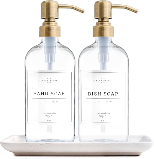 Amazon.com: Vine Creations Glass Soap Dispenser, 2 Pack Kitchen Soap ...