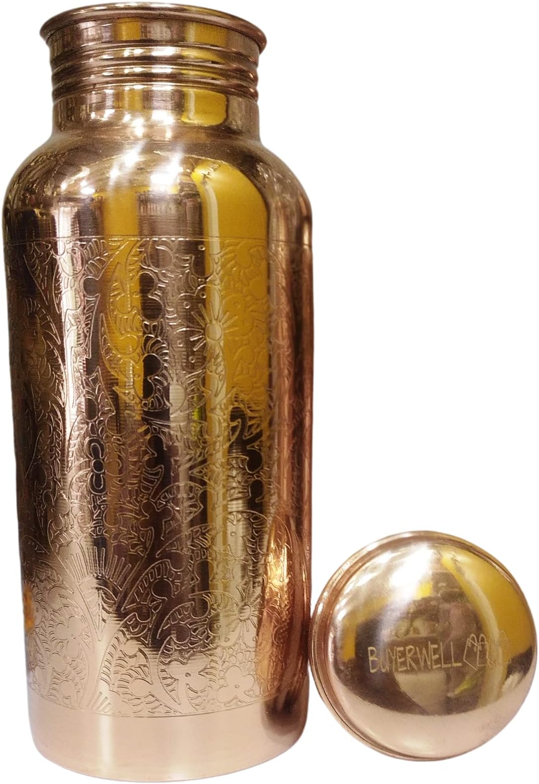 BUYERWELL Pure Copper Embossed Water Bottle 17 Oz Copper Bottle Water ...