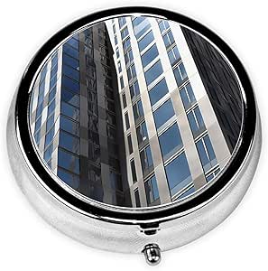 Amazon.com: City Building Print Round Pill Box 3 Compartment Medicine ...