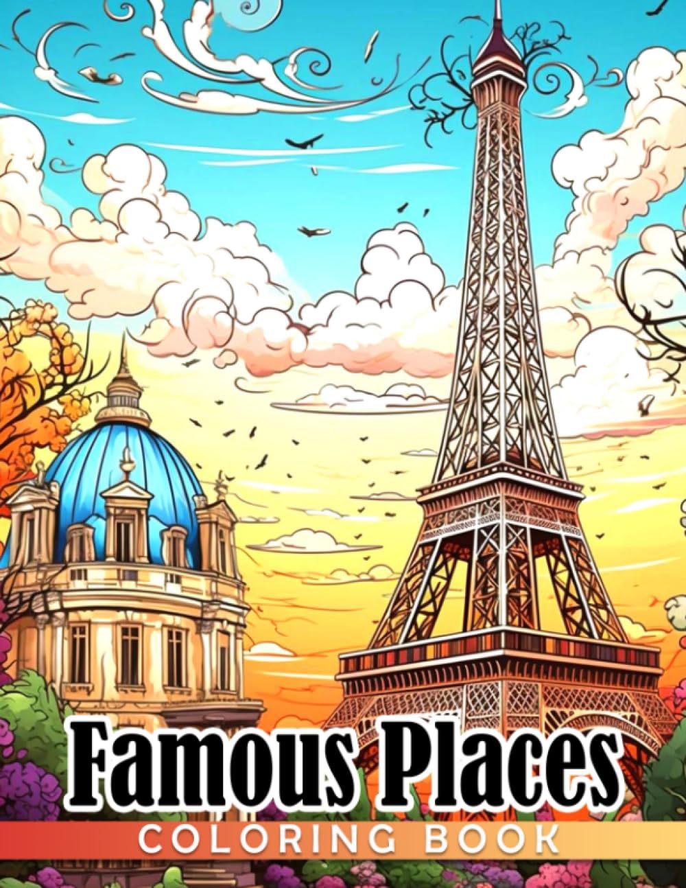 Famous Places Coloring Book: Charming Coloring Pages Featuring Great ...