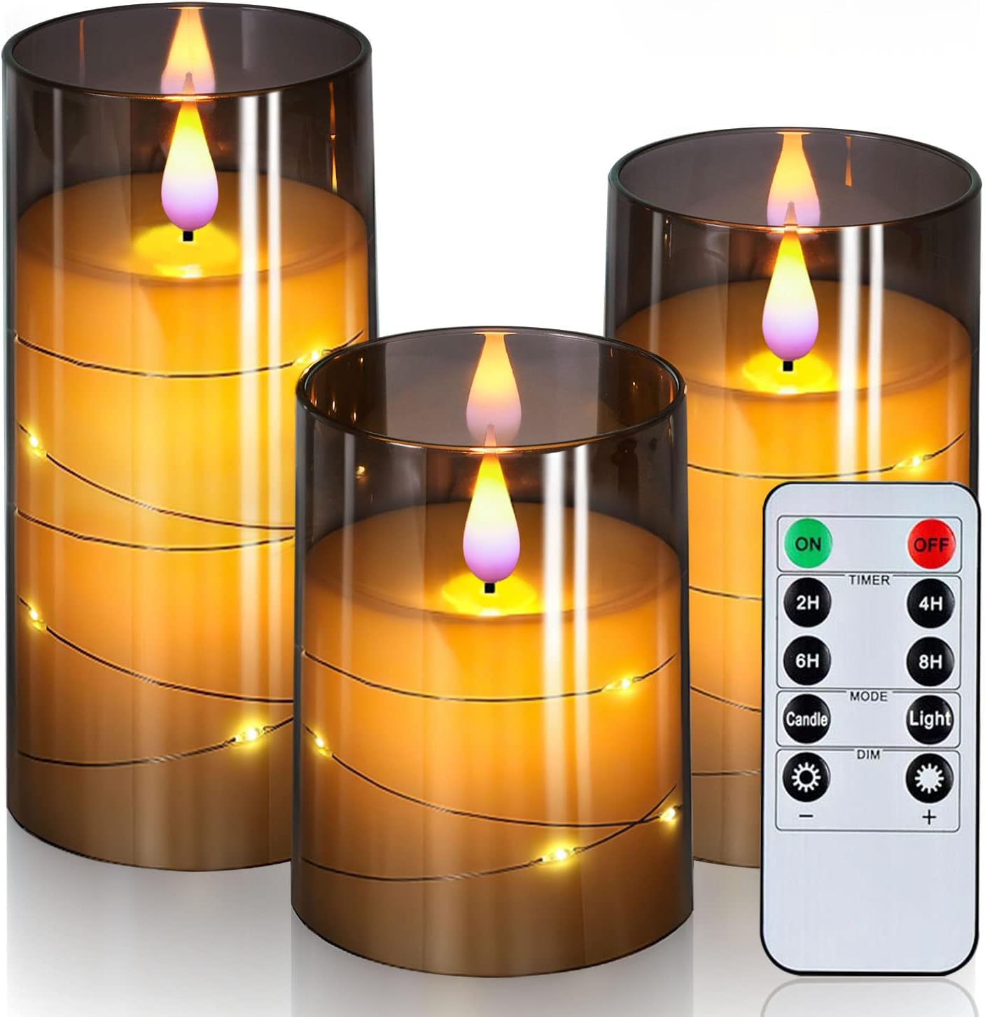 Amazon.com: Homemory Flickering Flameless Candles with String Lights ...
