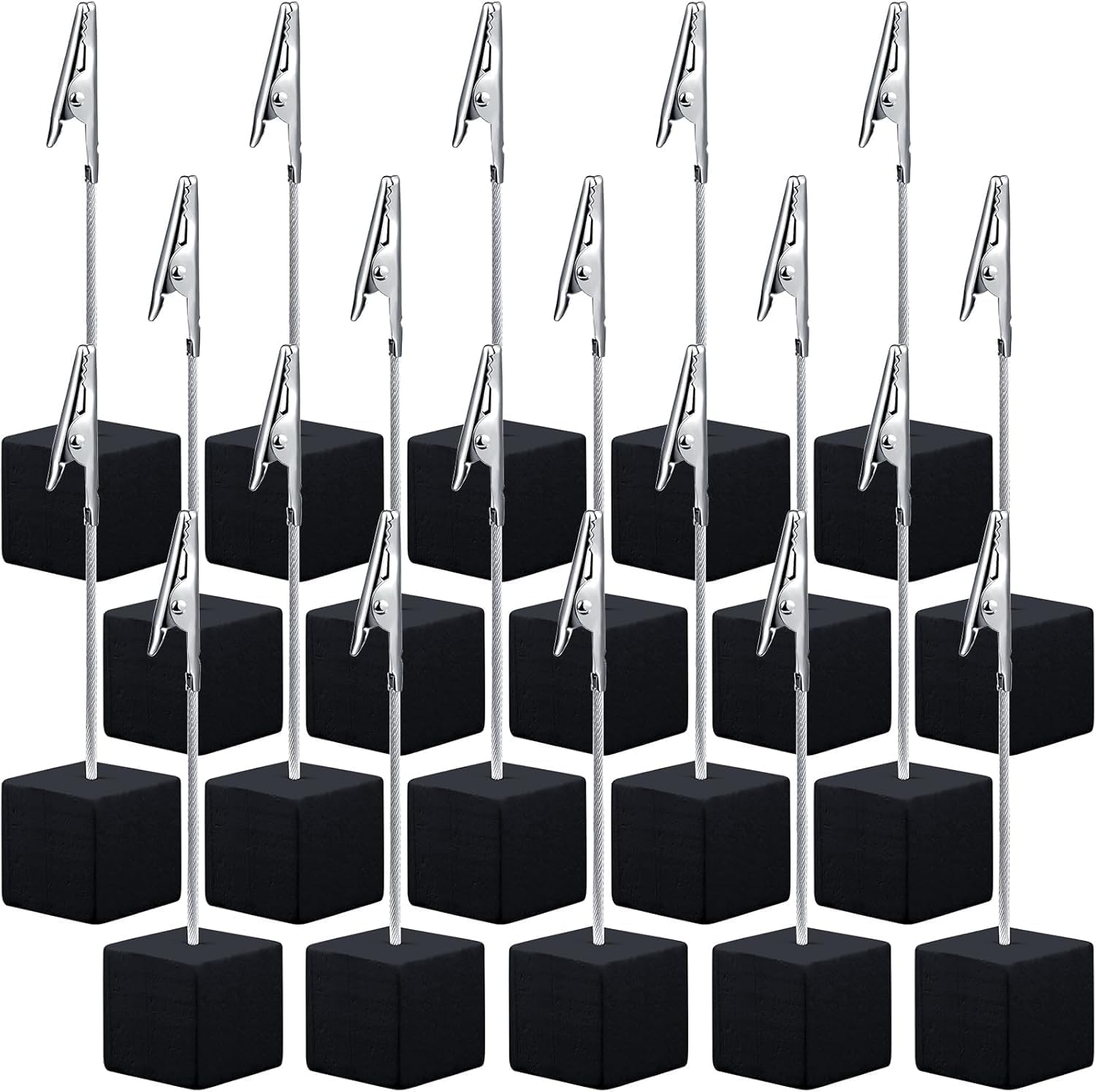 Tazweeq 20 Pcs Cube Base Memo Clip Holder, with Alligator Clip Wood ...