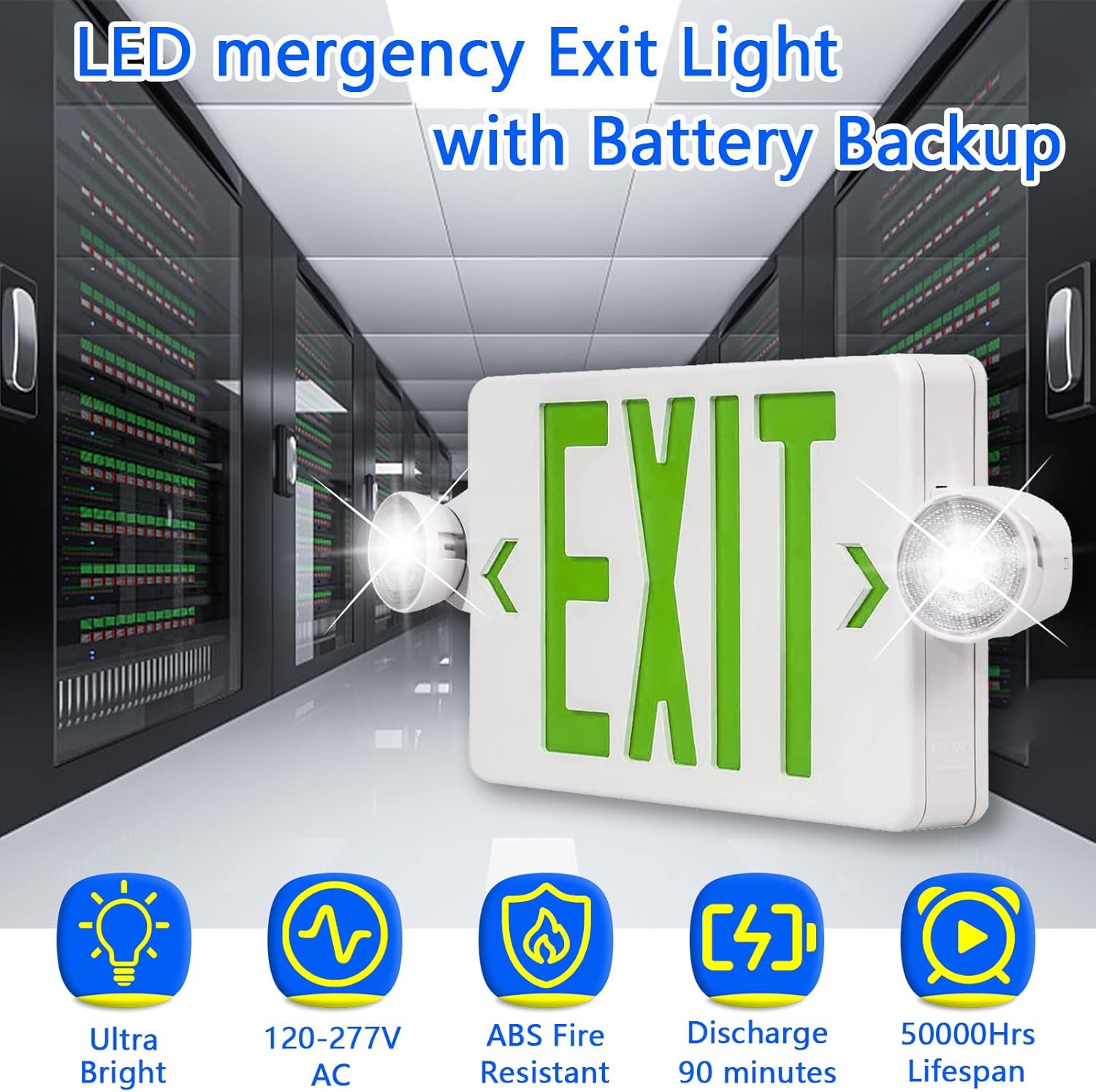 Green LED Exit Sign Emergency Light Combination Nepal | Ubuy