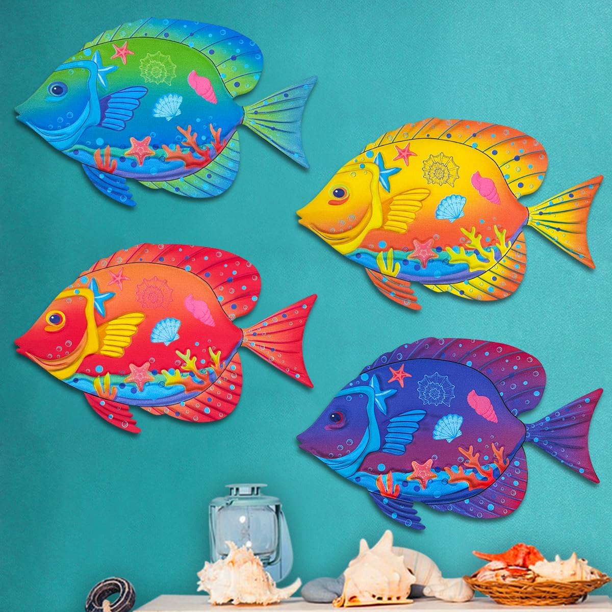 Amazon.com: Handpainted C-A Gliter Cartoon Tropical Fish Wall Mount ...