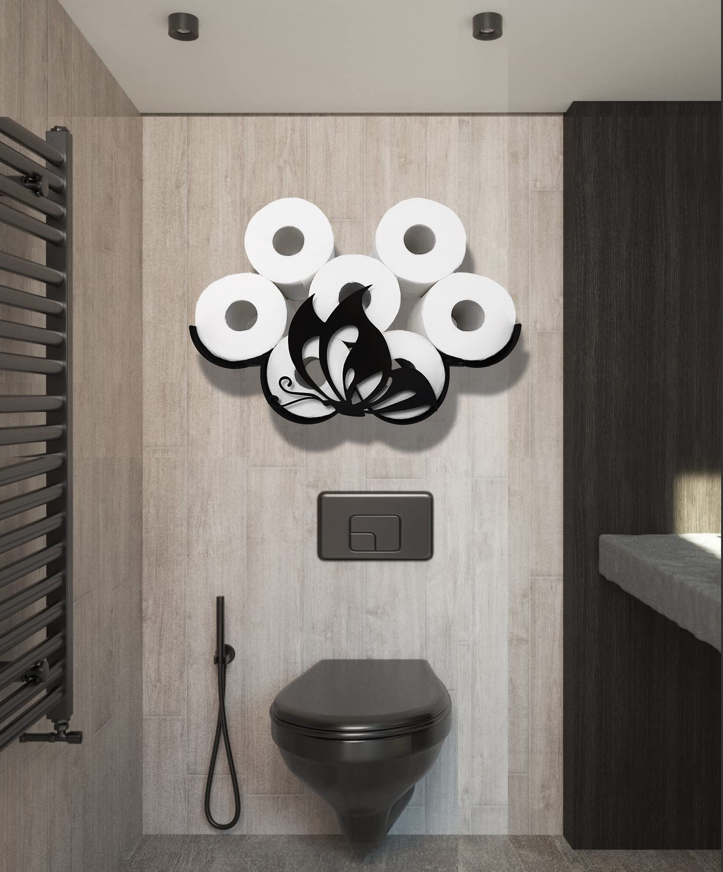 Snapklik.com : Butterfly Metal Wall Toilet Paper Storage,Black Toilet ...