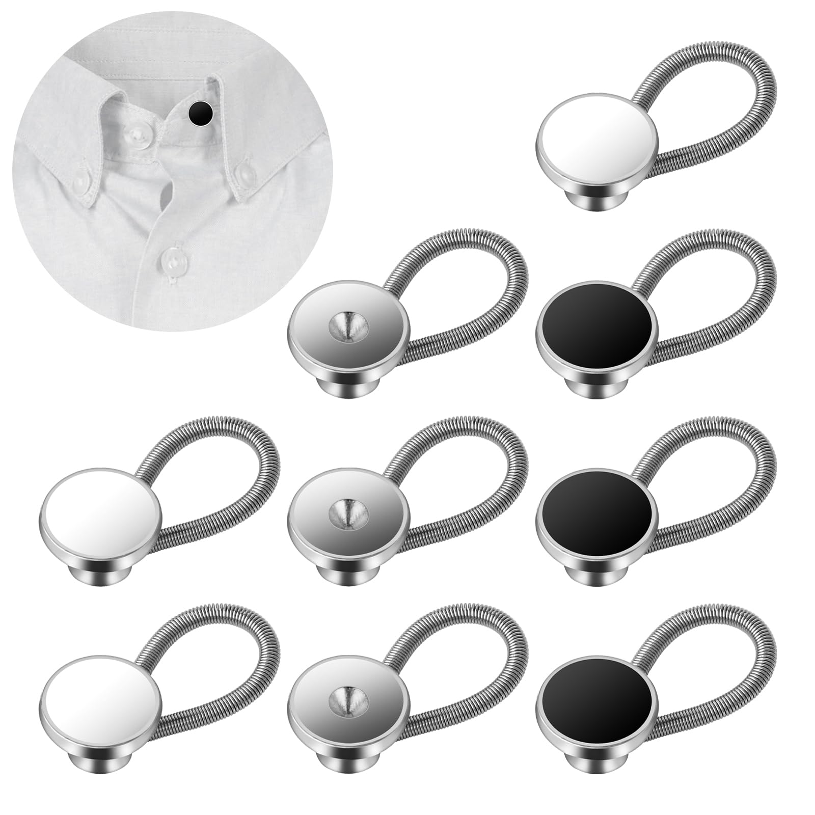 Amazon.com: JIEYAO 9Pcs Elastic Shirt Collar Extender, Neck Button ...