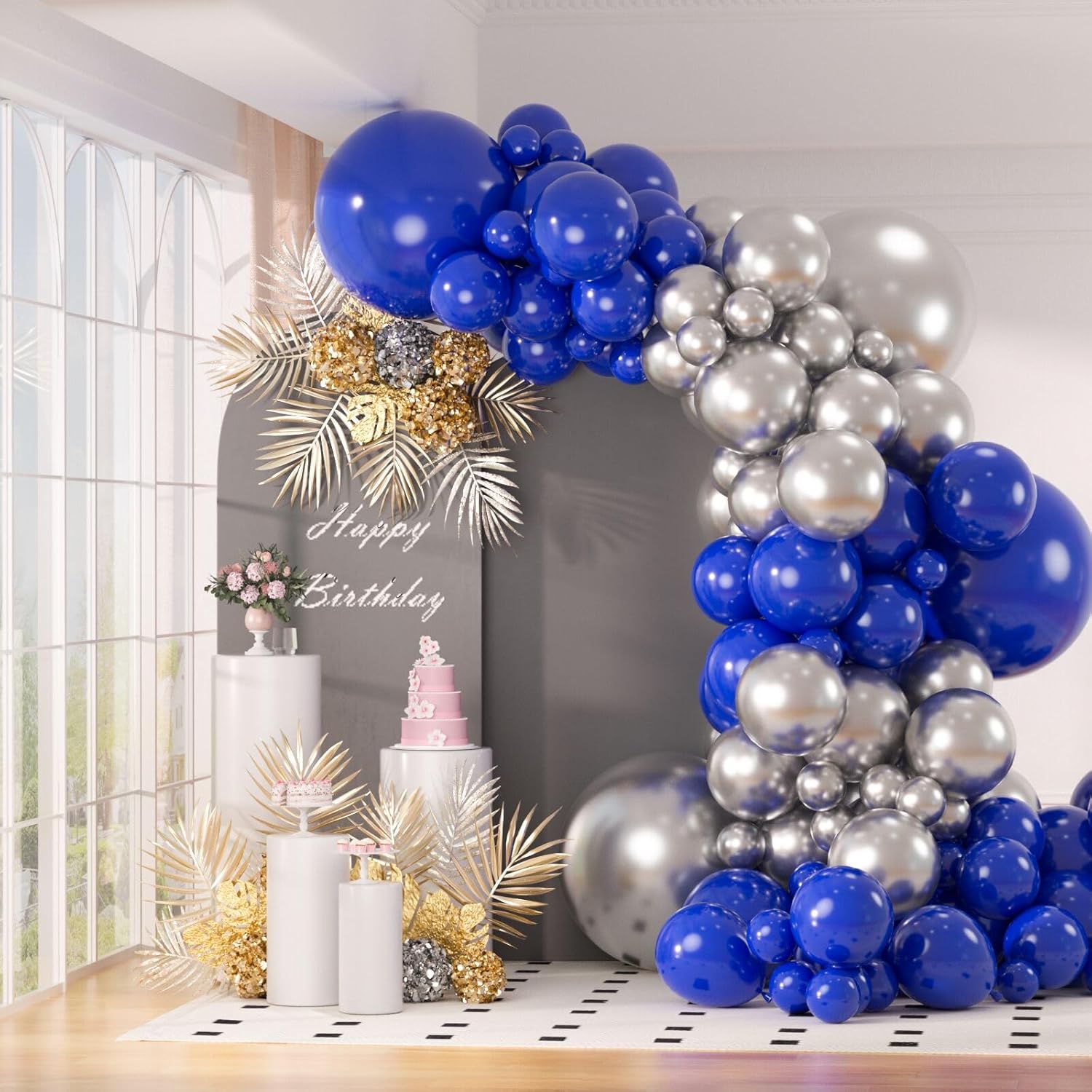 Amazon.com: 130pcs Royal Blue and Silver Balloons Garland Arch Kit, 18 12 10 5 Inch Different ...