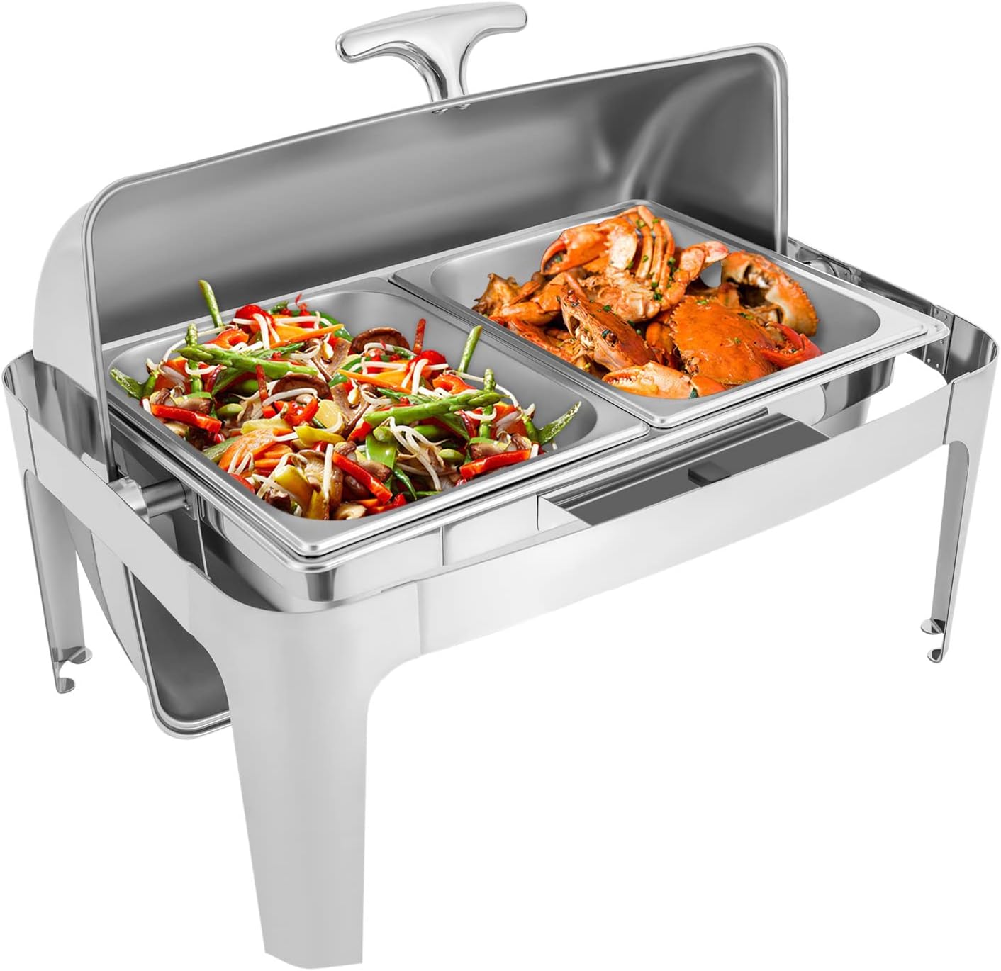 Amazon.com: Roll Top Chafing Dish Buffet Set, 9.54QT Stainless Steel ...