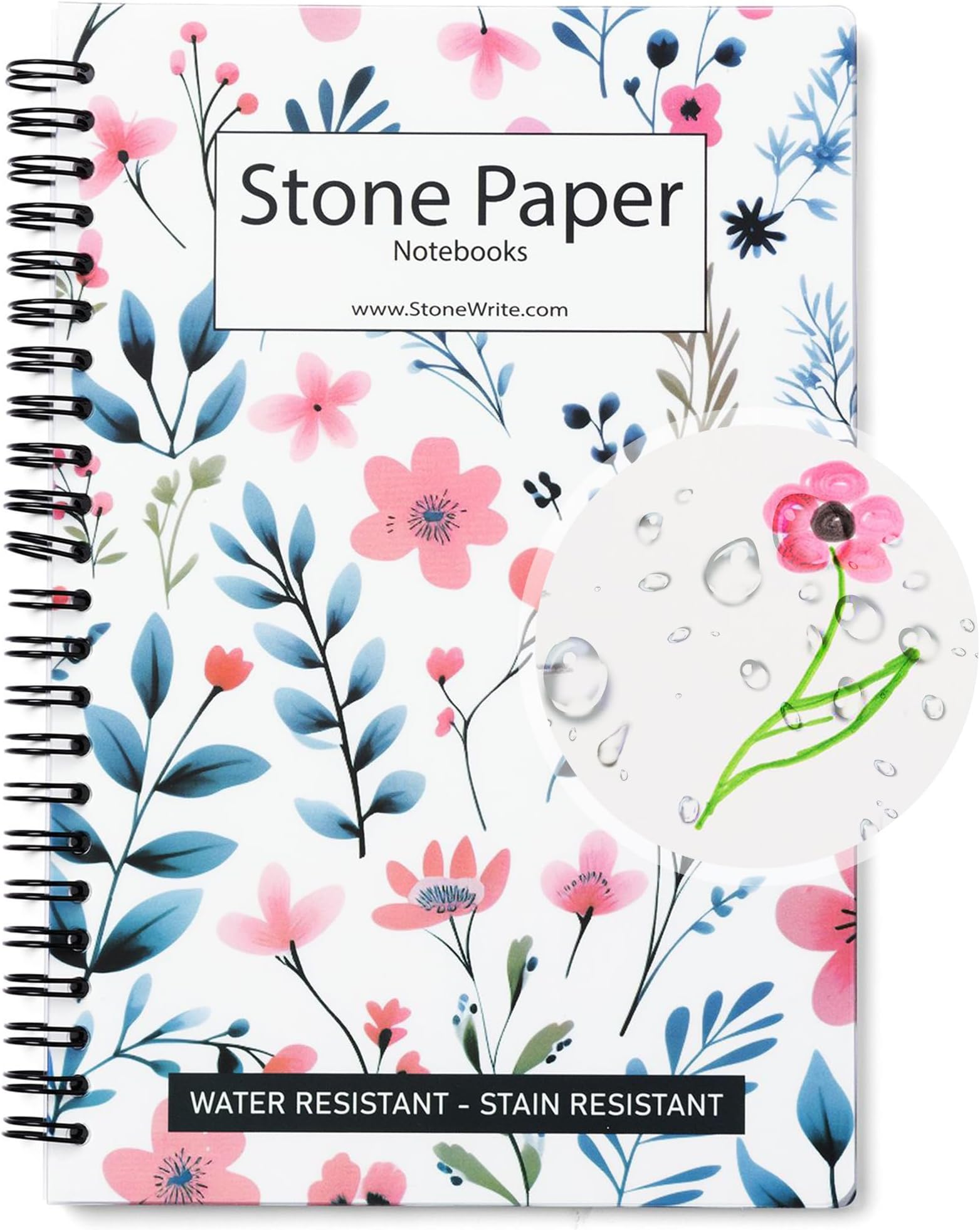 Amazon.com : 4 Pcs Stone Paper Waterproof Notebook Spiral A5 5.8 x 8.3 ...