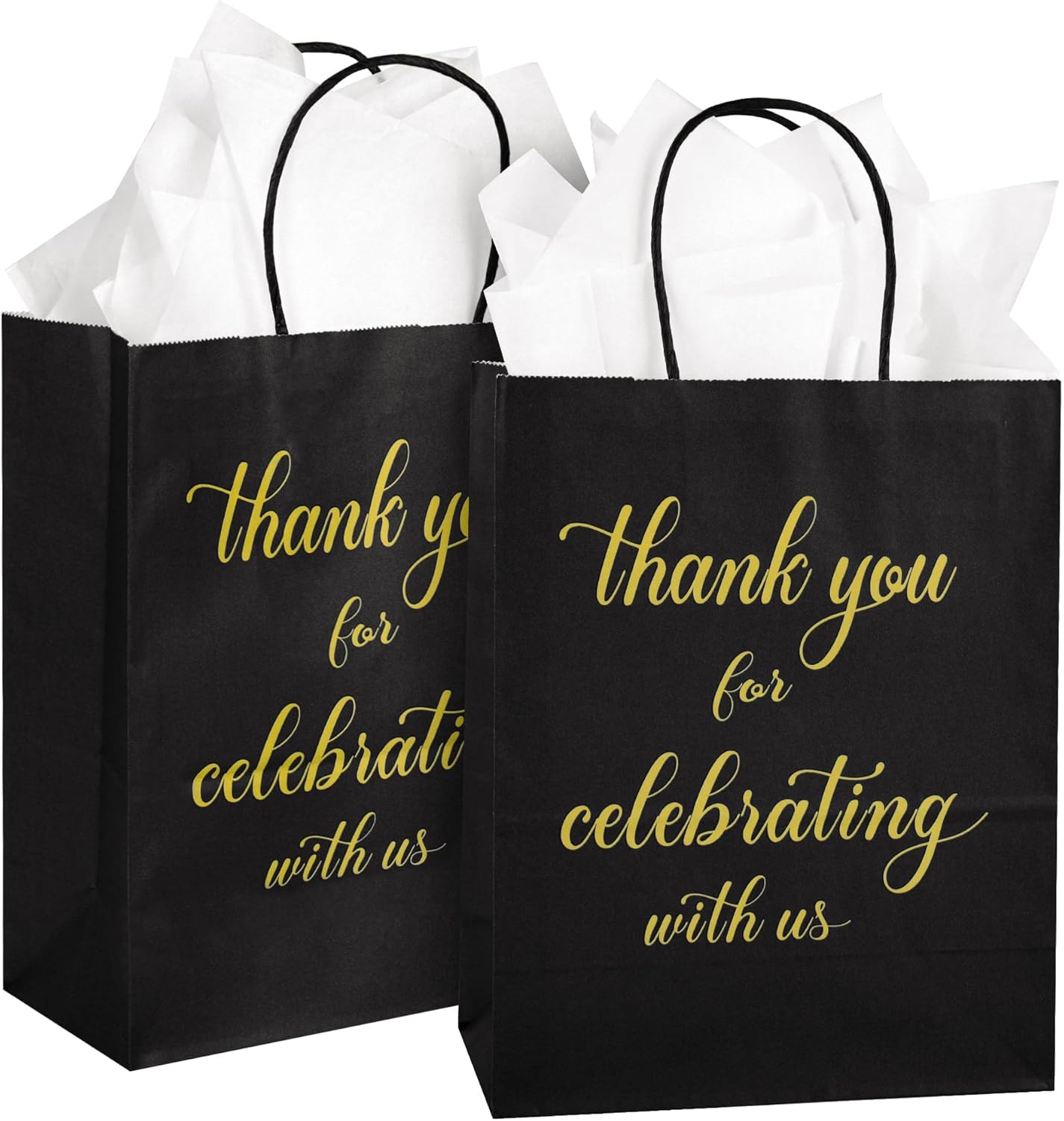 Amazon.com: DjinnGlory 50 Pack Medium Sized Black Welcome Gift Bags ...