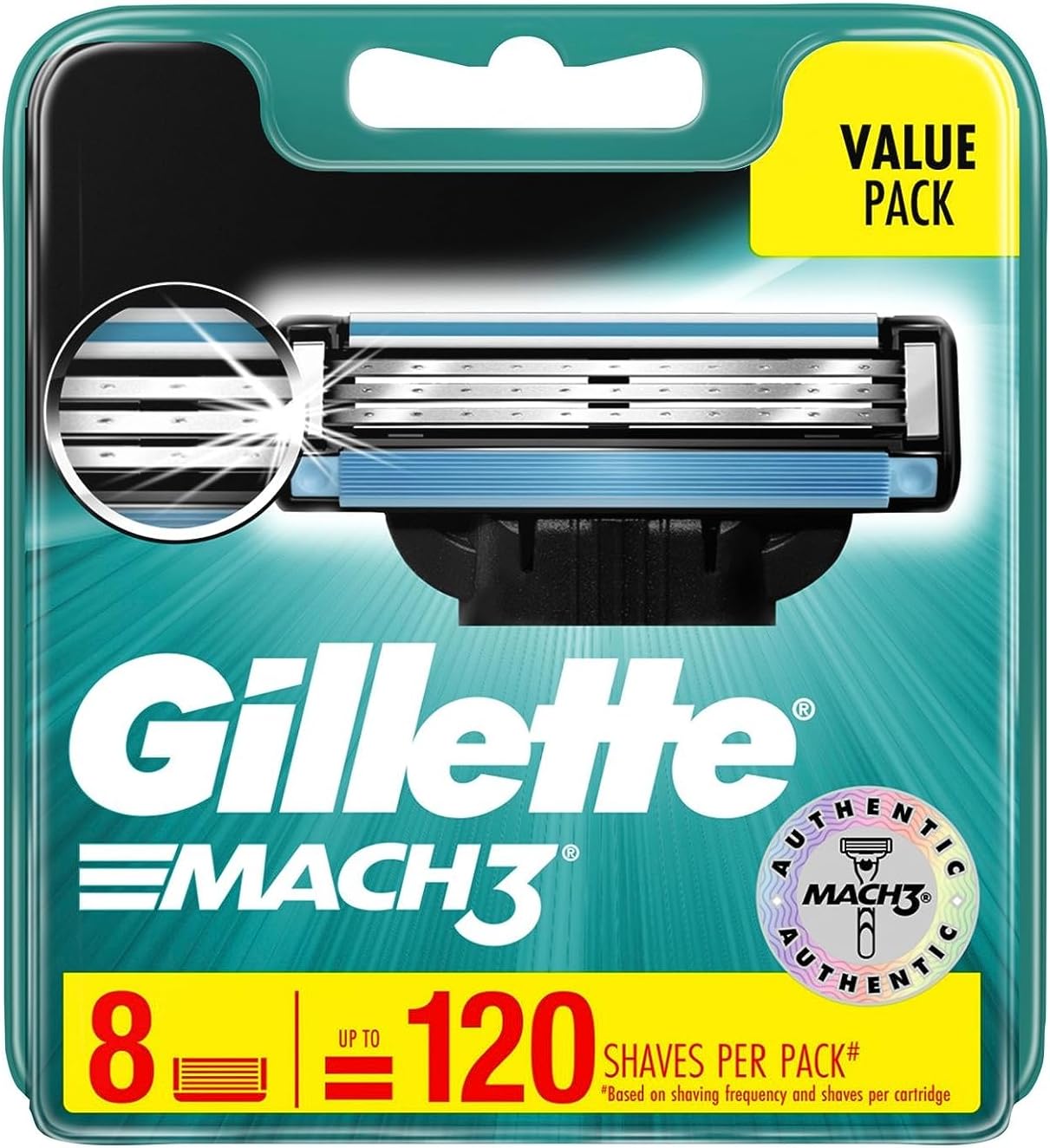 Amazon.com: Gillette Mach3 Razor Blades, 12 Replacement Blades for Men ...