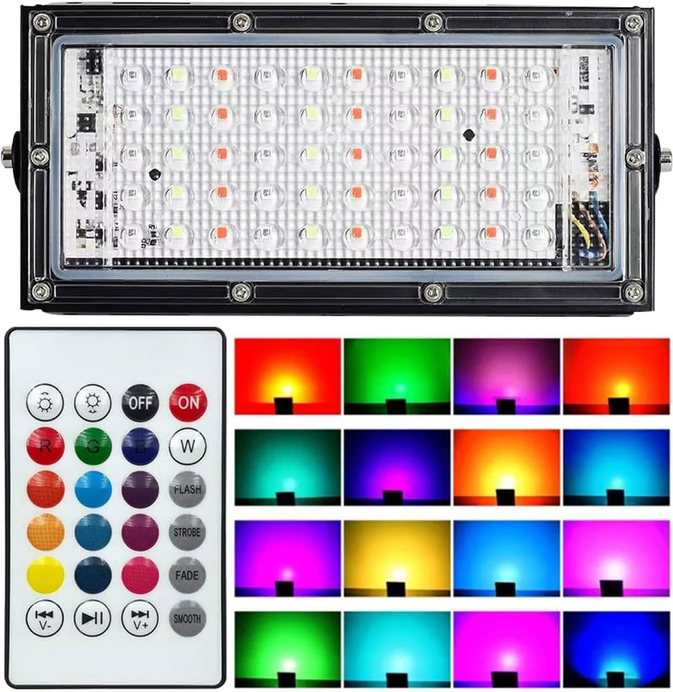 Reflector RGB 30W Multicolor con Control, Foco LED Reflector 30 Watts ...