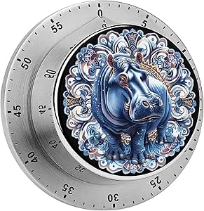 Amazon.com: Mandala Hippo 60 Minute Wind Up Timer Clock Digital Visual Mechanical Time ...