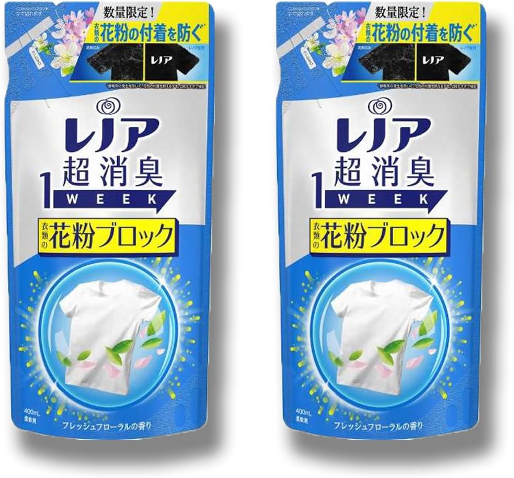 Amazon | 【まとめ買い】レノア 超消臭1WEEK 衣類の花粉ブロック フレッシュフローラルの香り 400ml×2個セット | Generic | 液体柔軟剤