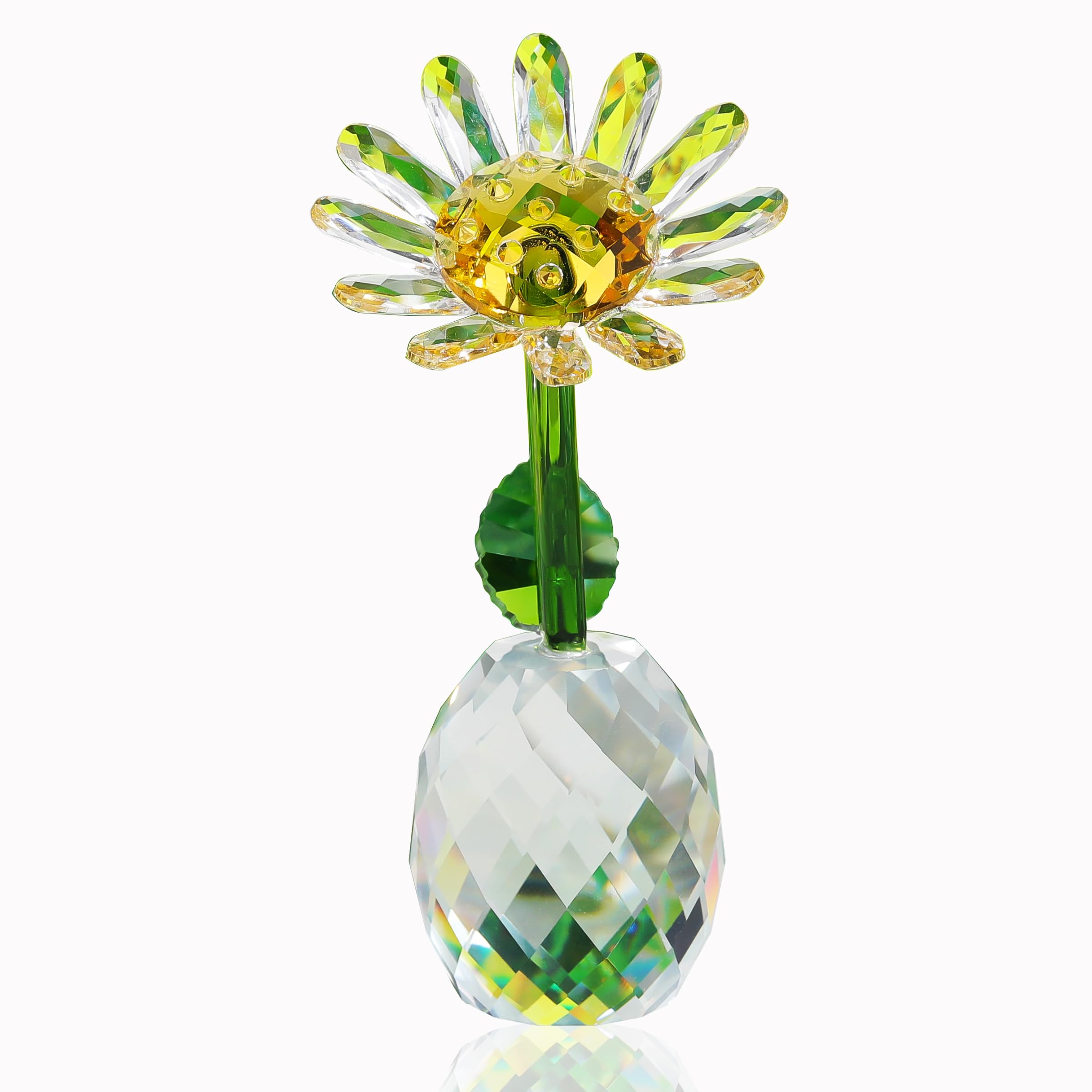 Amazon.com: Qianwei Daisy Crystal Flowers Decor Figurine with Vase ...