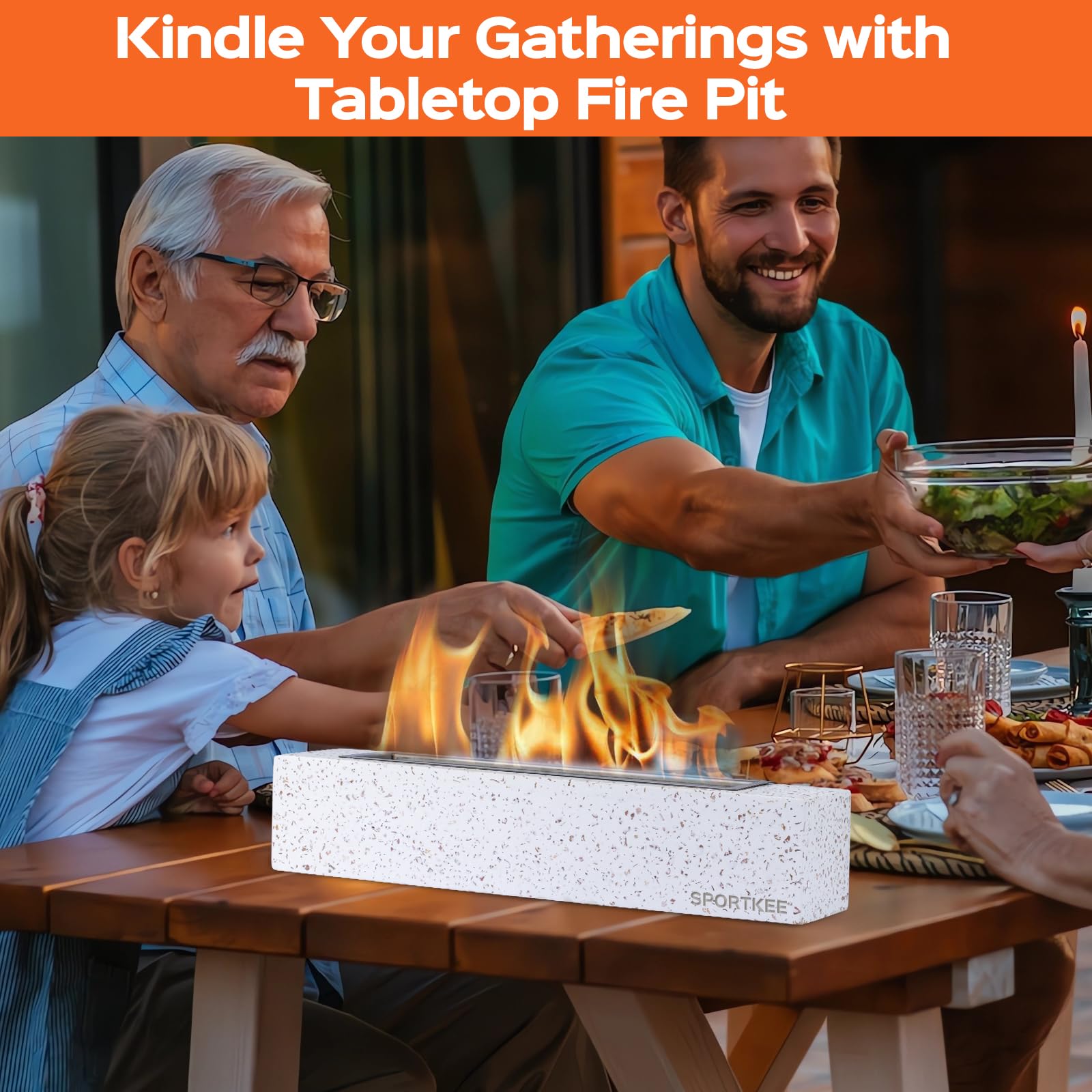 Table Top Firepit, 18" Rectangle Tabletop Fire Pit Indoor Ethanol ...