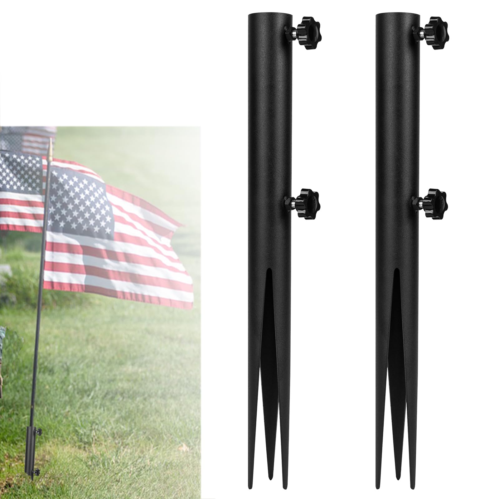 Amazon.com : VANROUG 2PCS Flag Spike Ground Stake for Flag Pole ...