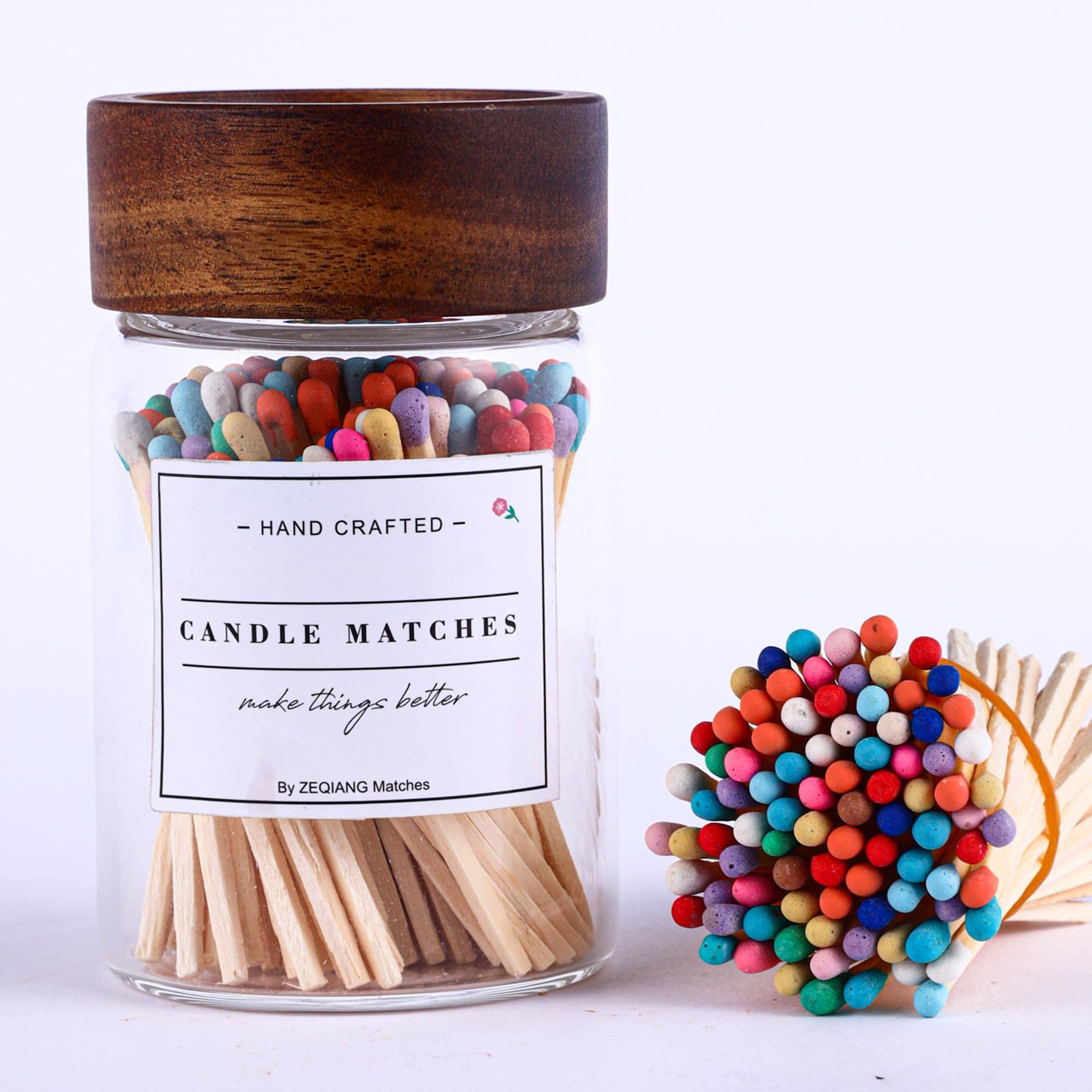Amazon.com: 150Pcs 3'' Rainbow Matches in a Jar with Striker, Glass ...