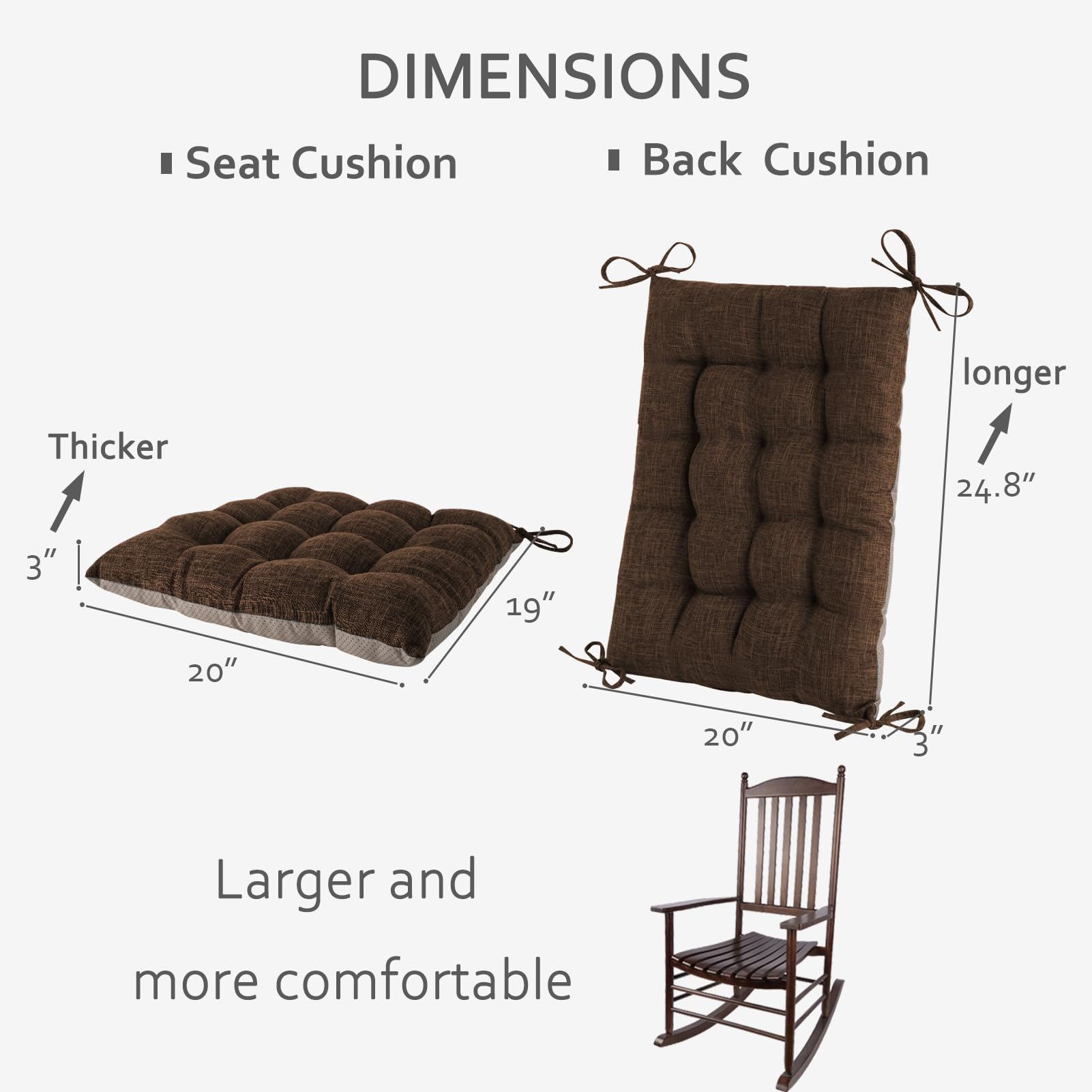 Snapklik.com : ELFJOY Extra Large Rocking Chair Cushion Non-Slip Linen ...