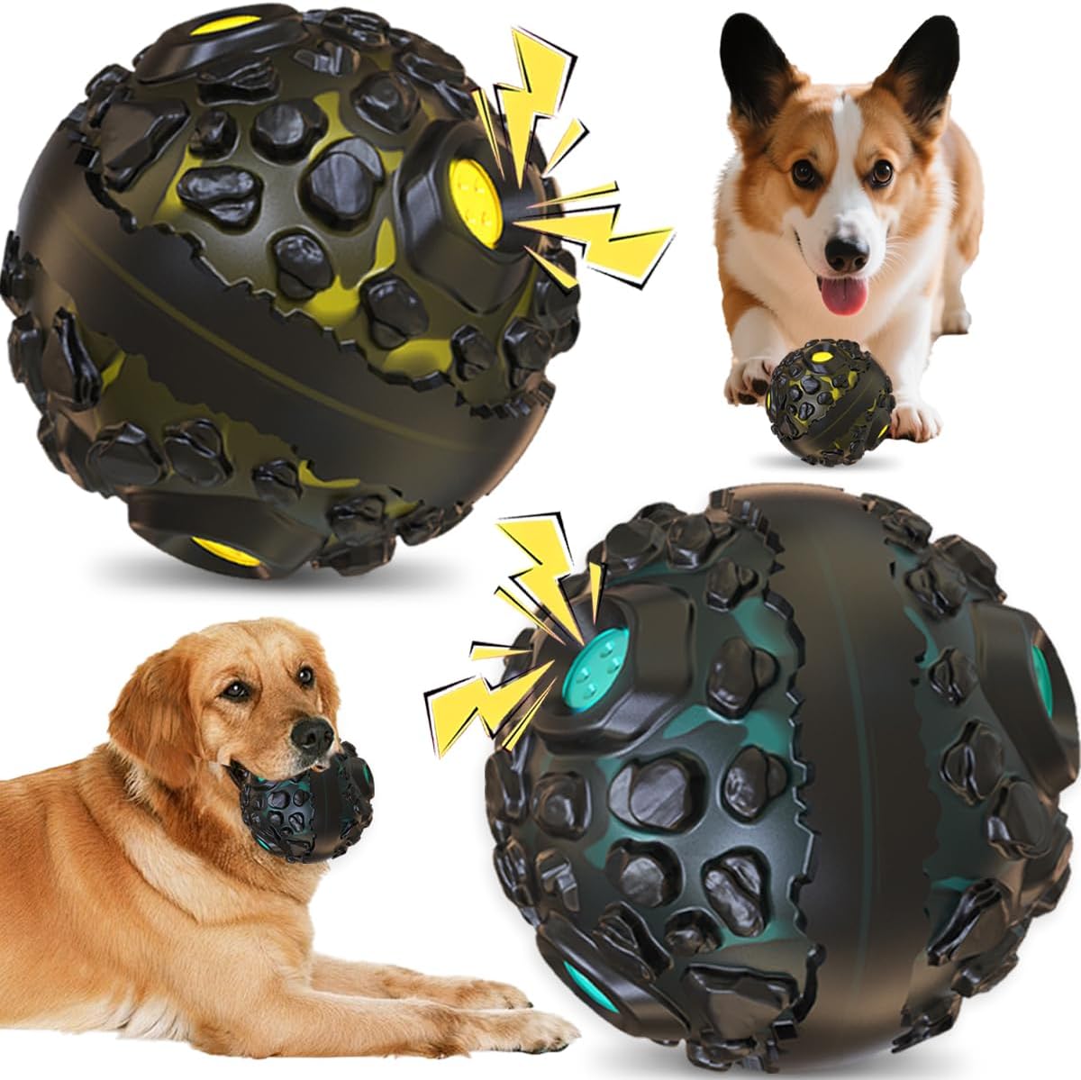 Pet Supplies : 2 Pcs Dog Ball Toy for Aggressive Chewers, Interactive ...