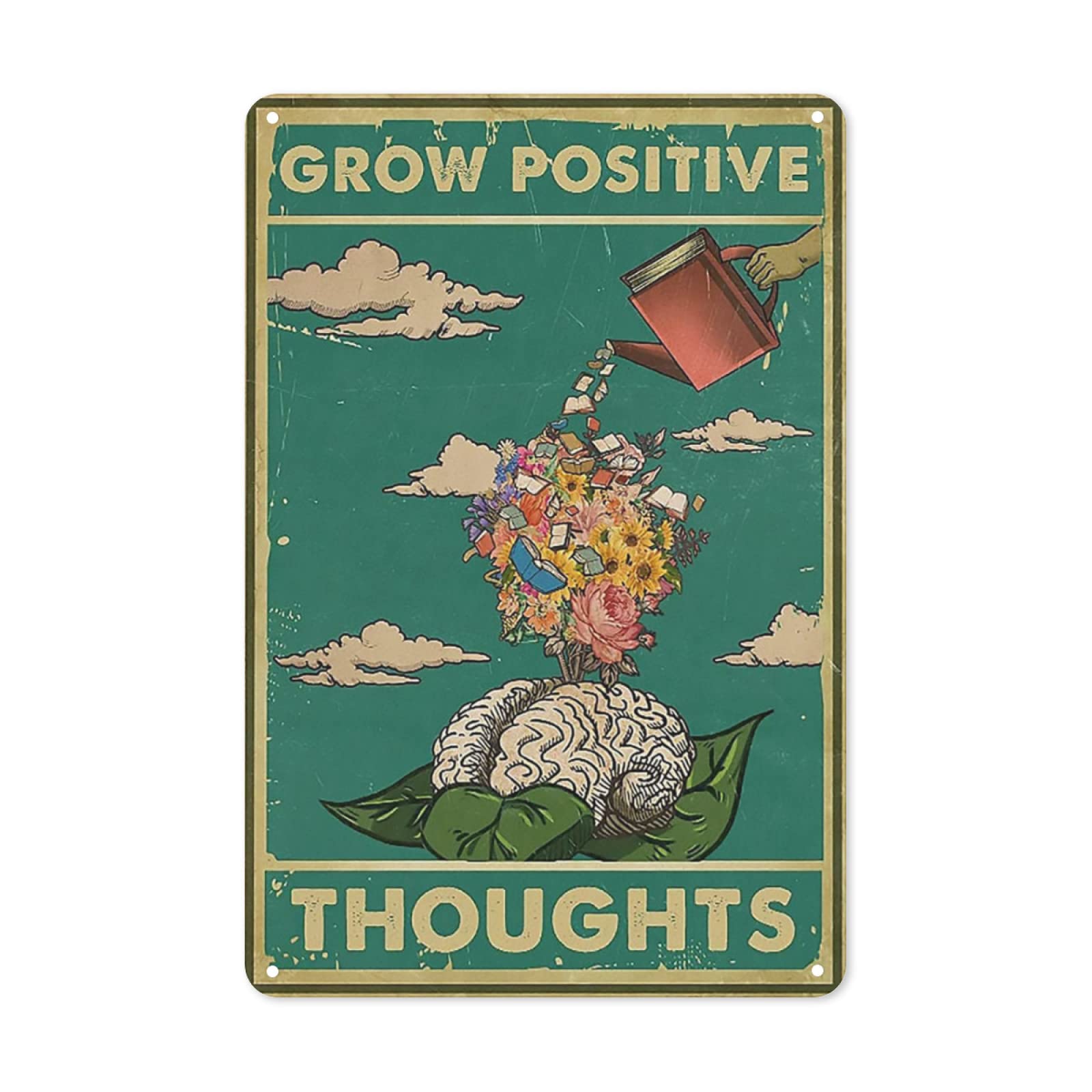Amazon.com: UNBARD Vintage Wall Metal Poster Grow Positive Thoughts ...