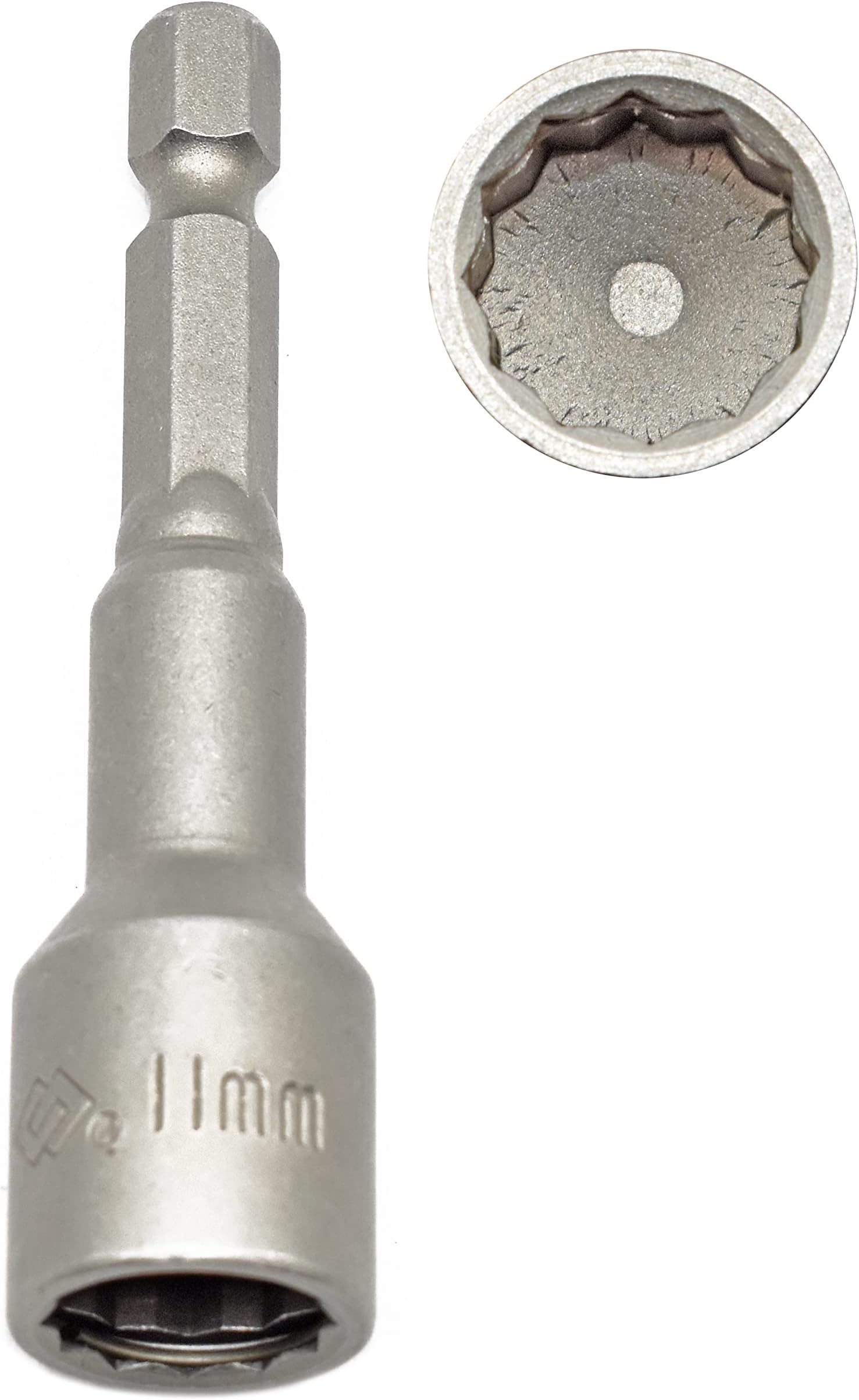 Pack of 1 x 11mm Bi-Hex Socket - 65mm Long 1/4" Hexagon Drive for Power ...