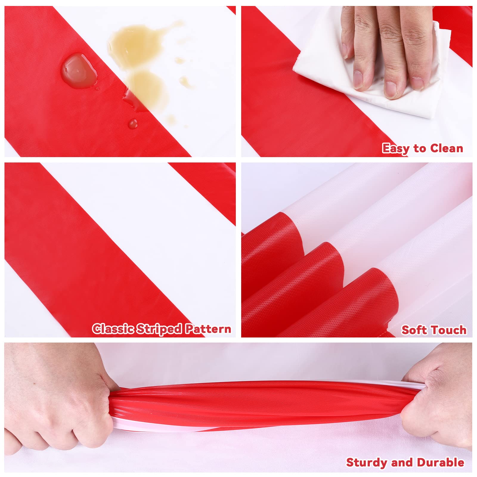 Snapklik.com : 6 Pack 54 X 107 Inch Plastic Red And White Stripes ...