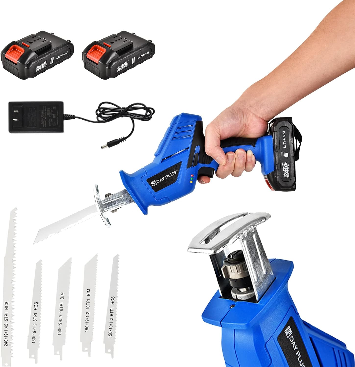 Reciprocating Saw Cordless Battery Power Saw, 21V 1.5Ah Variable Speed ...