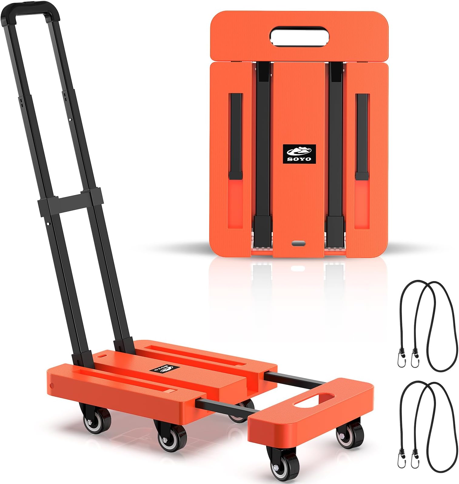 Folding Hand Truck, 500LBS Heavy Duty Foldable Dolly Cart - Portable ...