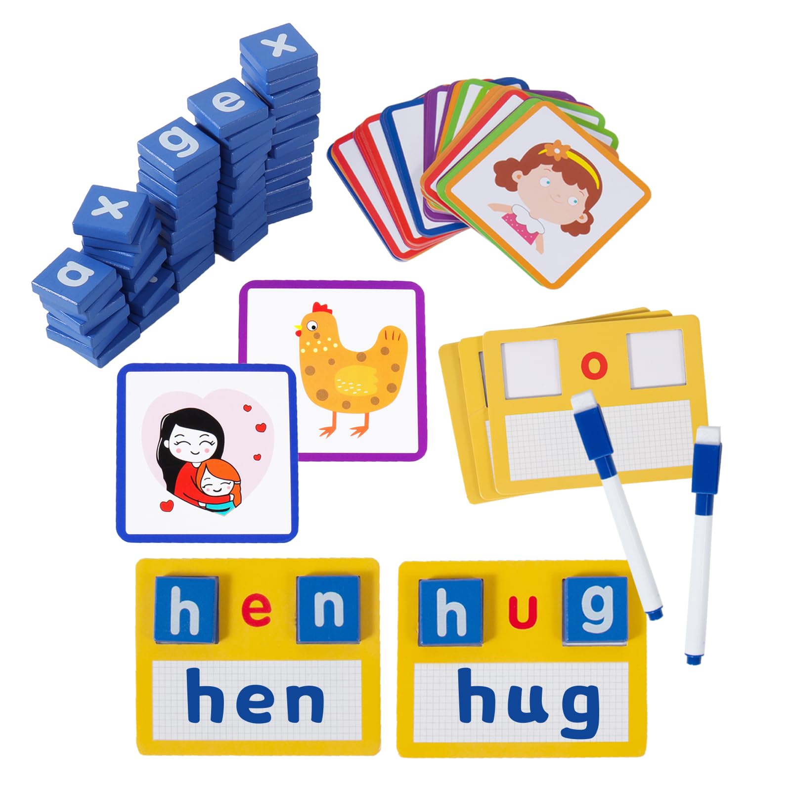 Buy USATDD Short Vowel CVC Word Spelling Games Wooden Montessori ...