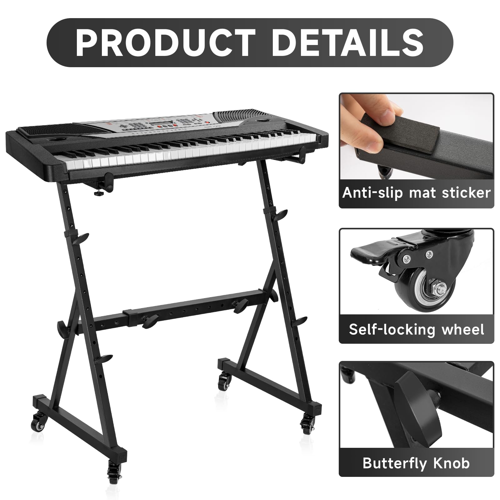 Foldable Piano Stand Heavy Duty Z-Style Keyboard Stand - Adjustable ...