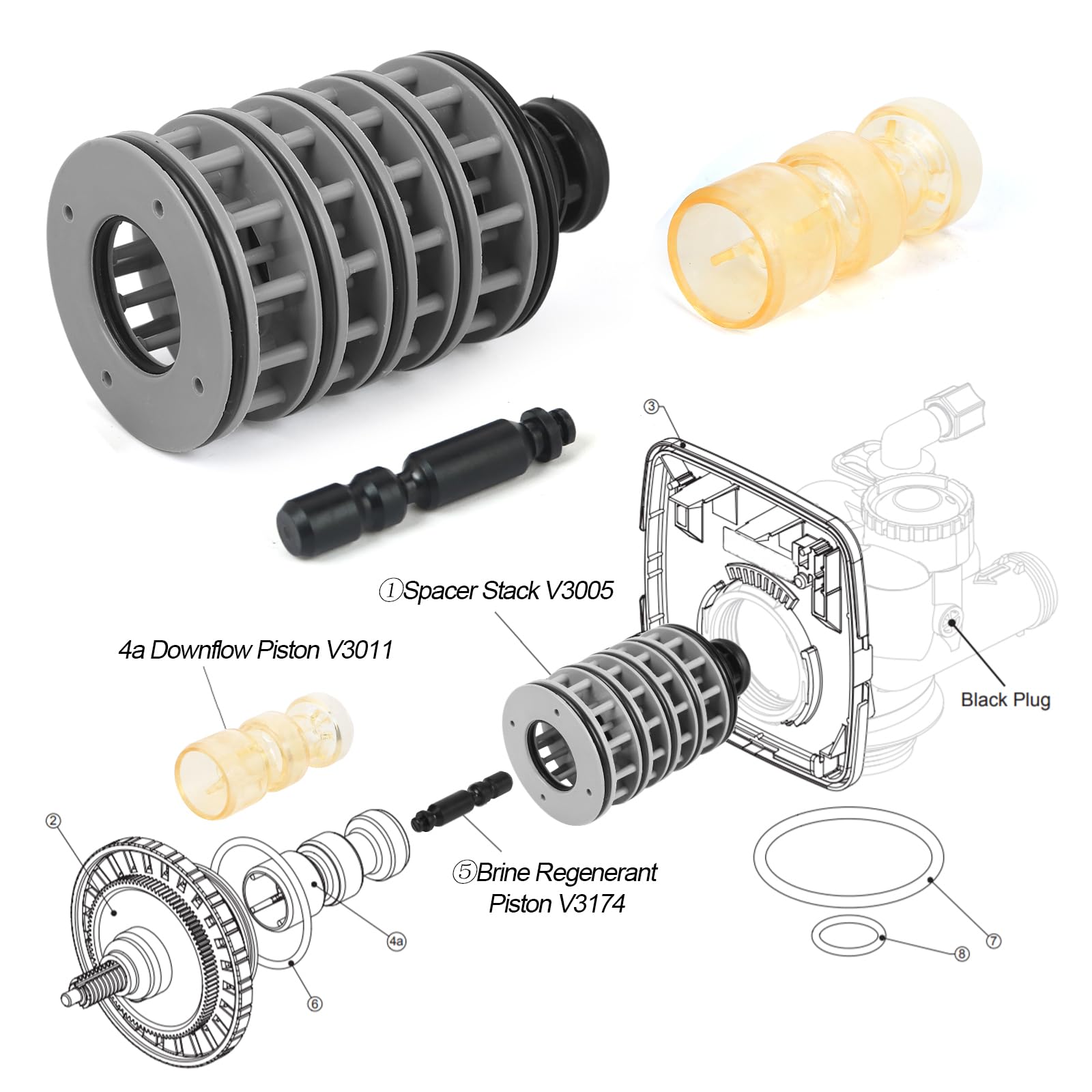 WS1 Control Valve Kit Clack WS1 Water Softener Interior Repair Kit ...