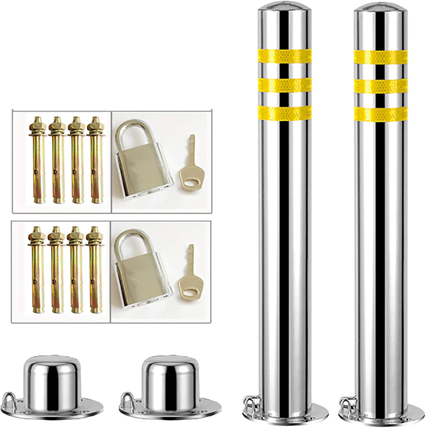 Pack Of 2 Stainless Steel Security Posts For Driveways - Prevent Rust ...