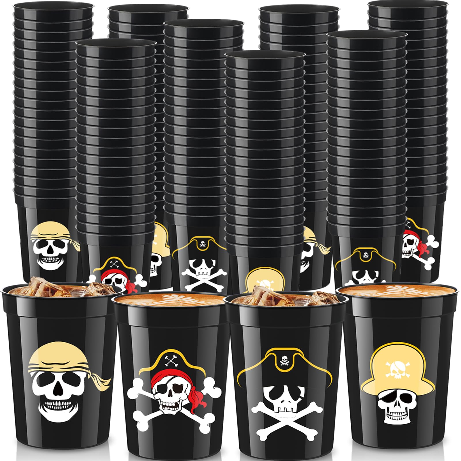 Zhehao 120 Pcs Halloween Plastic Cups for Kids Adults Bulk 8 oz Black ...