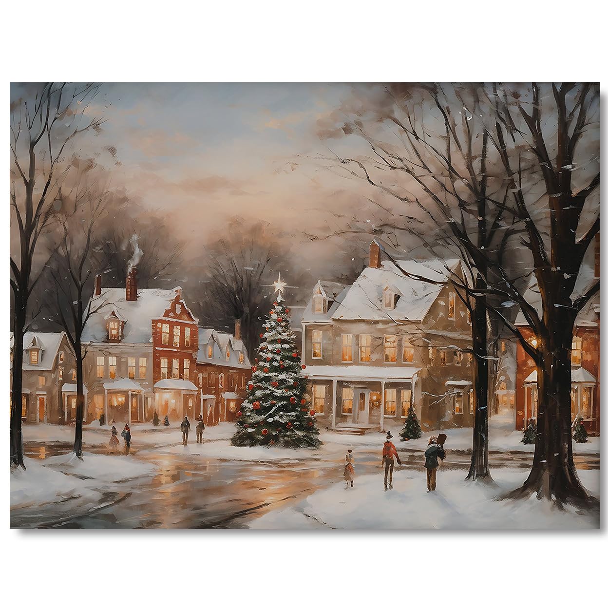 Amazon.com: Unkaitoude Christmas Canvas Wall Art Rustic Winter Scene ...
