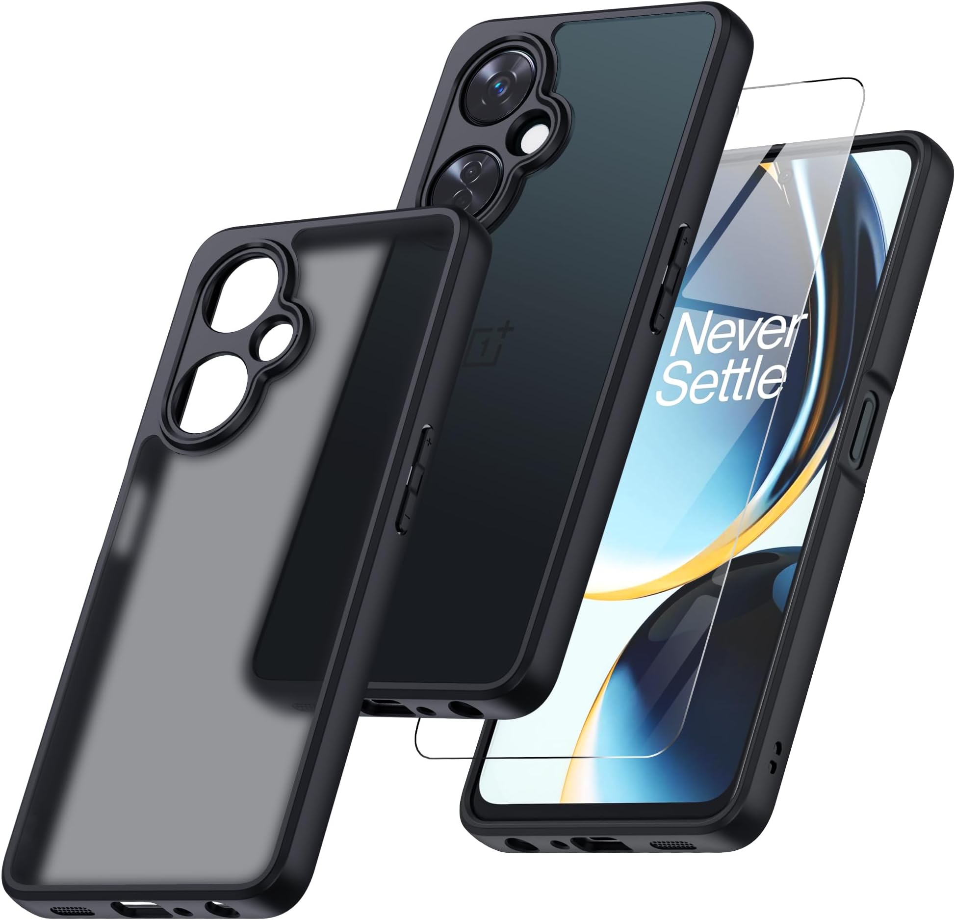 MAKAVO for OnePlus Nord N30 5G Case with Glass Screen Protector, Non ...