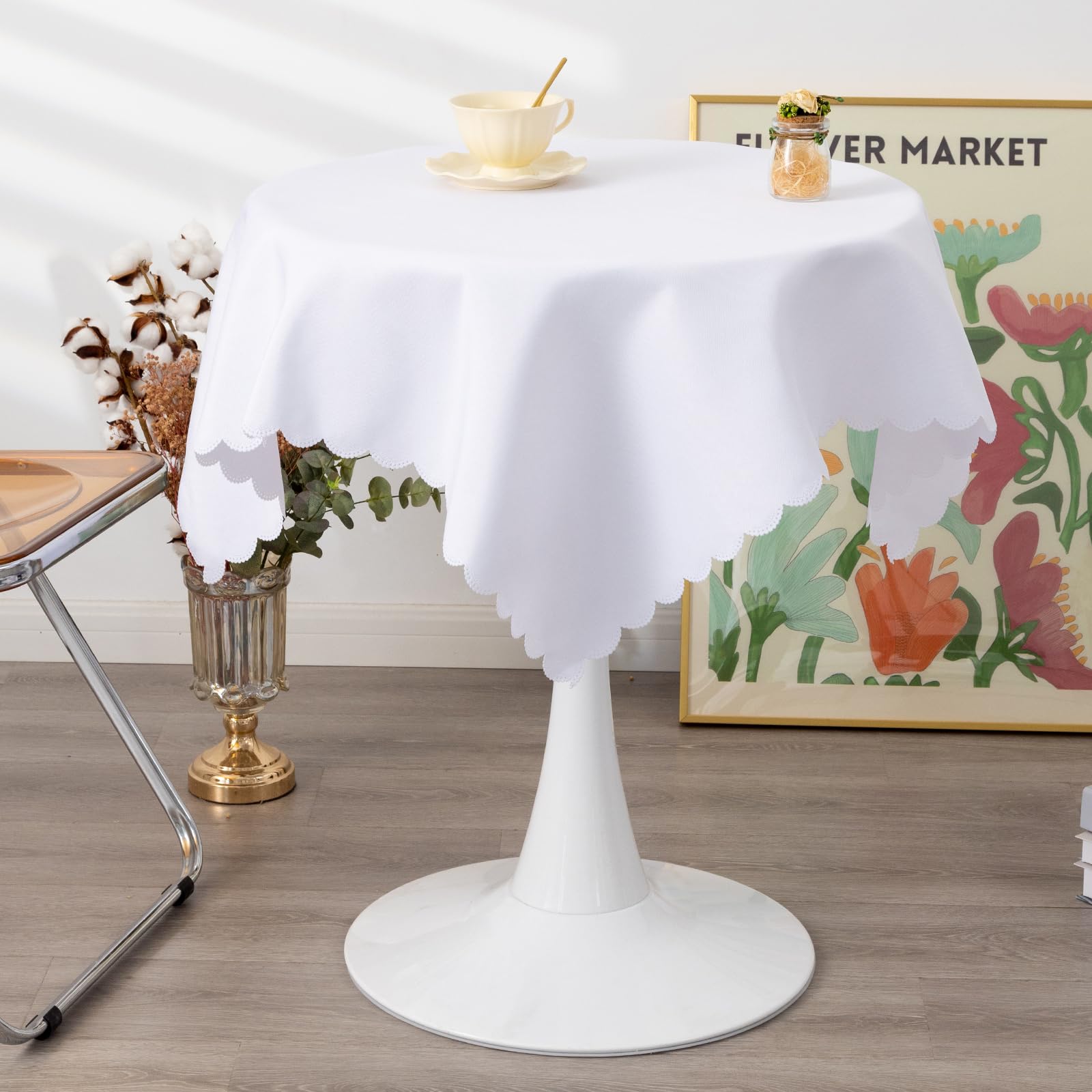 Amazon.com: YZKITM Small Square White Tablecloth 36 x 36 Inch Polyester ...