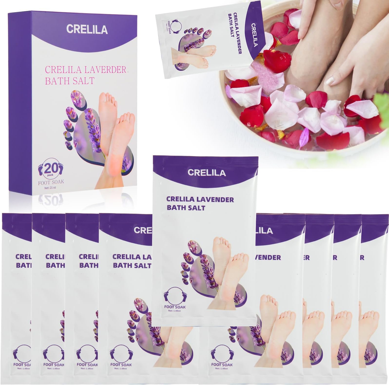 Amazon.com: Foot Soak with Epsom Salt,Lavender Foot Bath Salt for ...