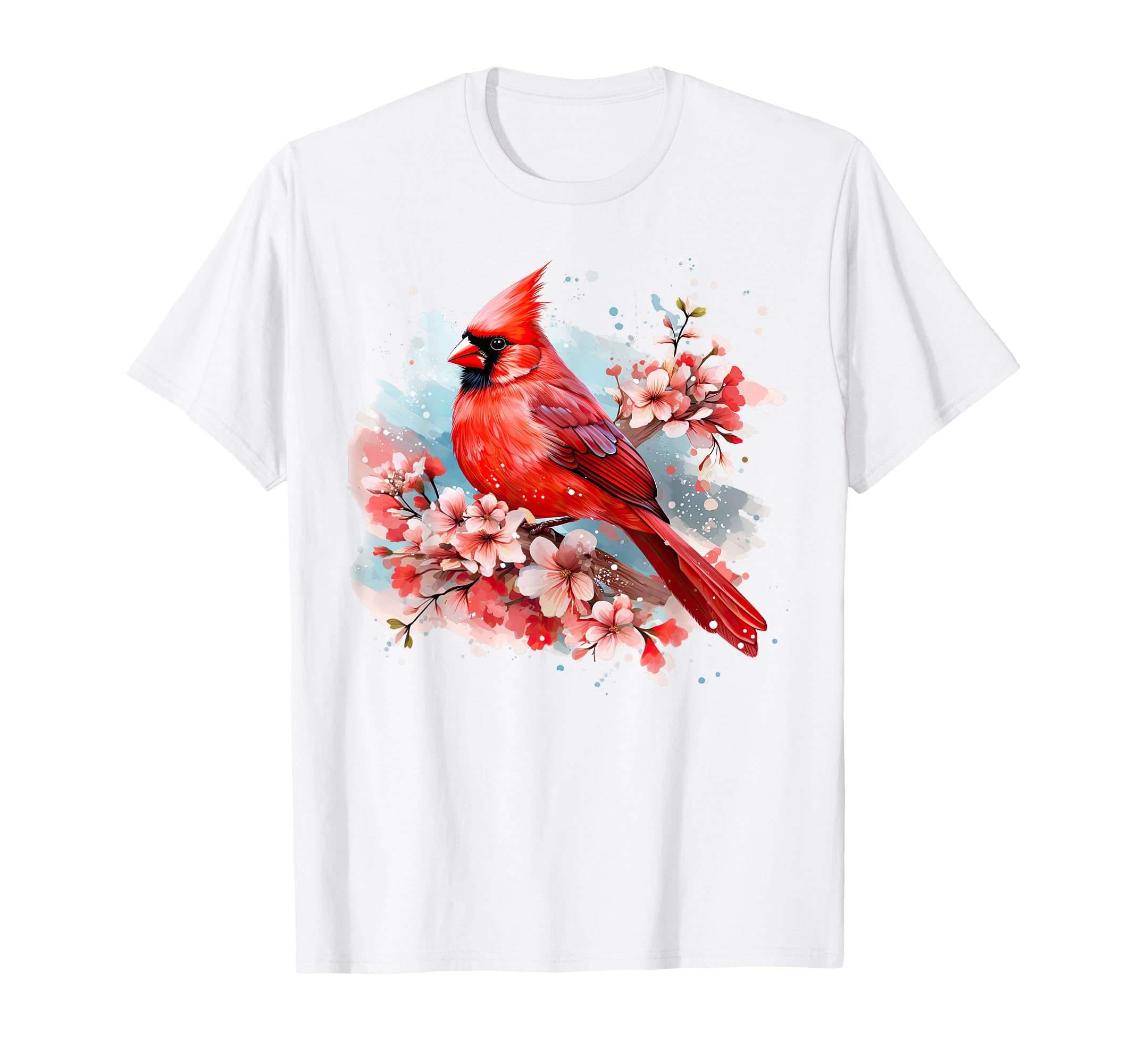 Amazon.com: Watercolor Red Cardinal Floral Birdwatching Vintage Birding ...